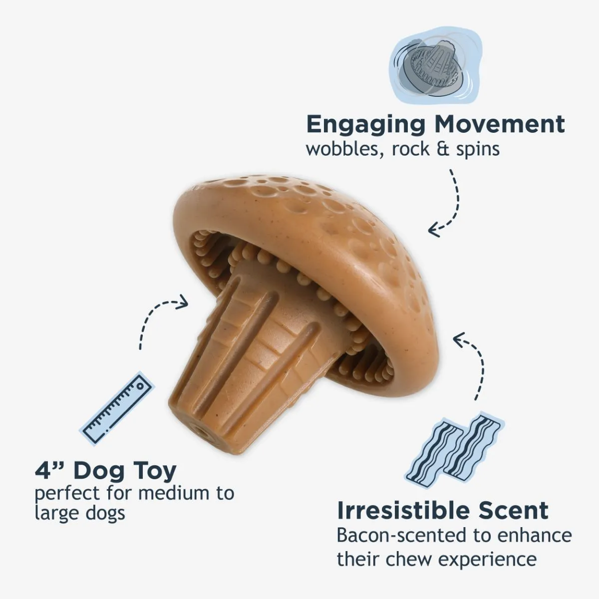 Tall Tails Dog Chew Dog Toys | Bacon-Scented Shroom Chew Toy for Dogs