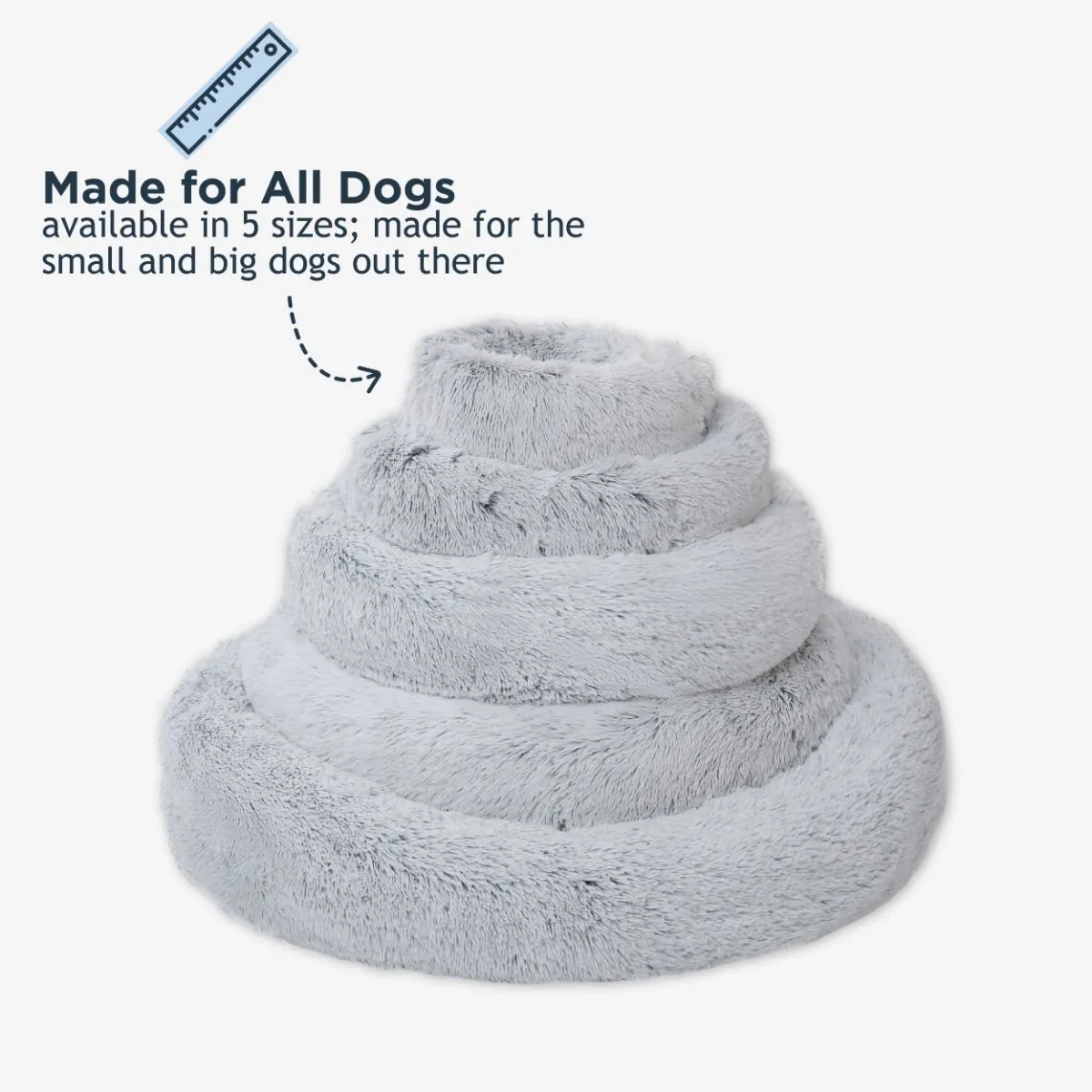 Tall Tails Dream Chaser Plush Beds for Dogs | Grey Cuddle Donut Pet Bed